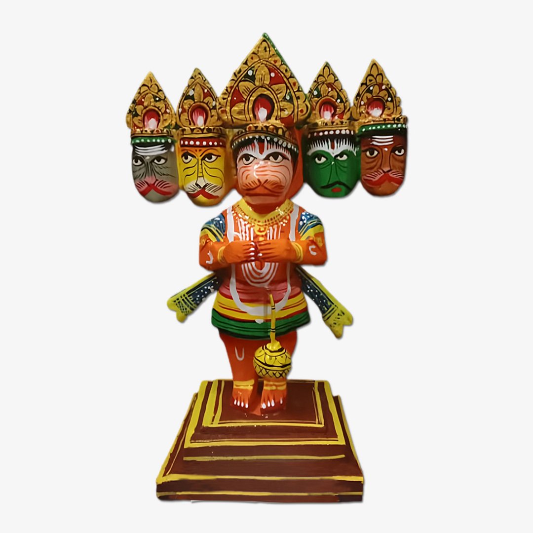 Varanasi Wooden Craft Panch-Mukhi Hanuman ji - Indyhaat