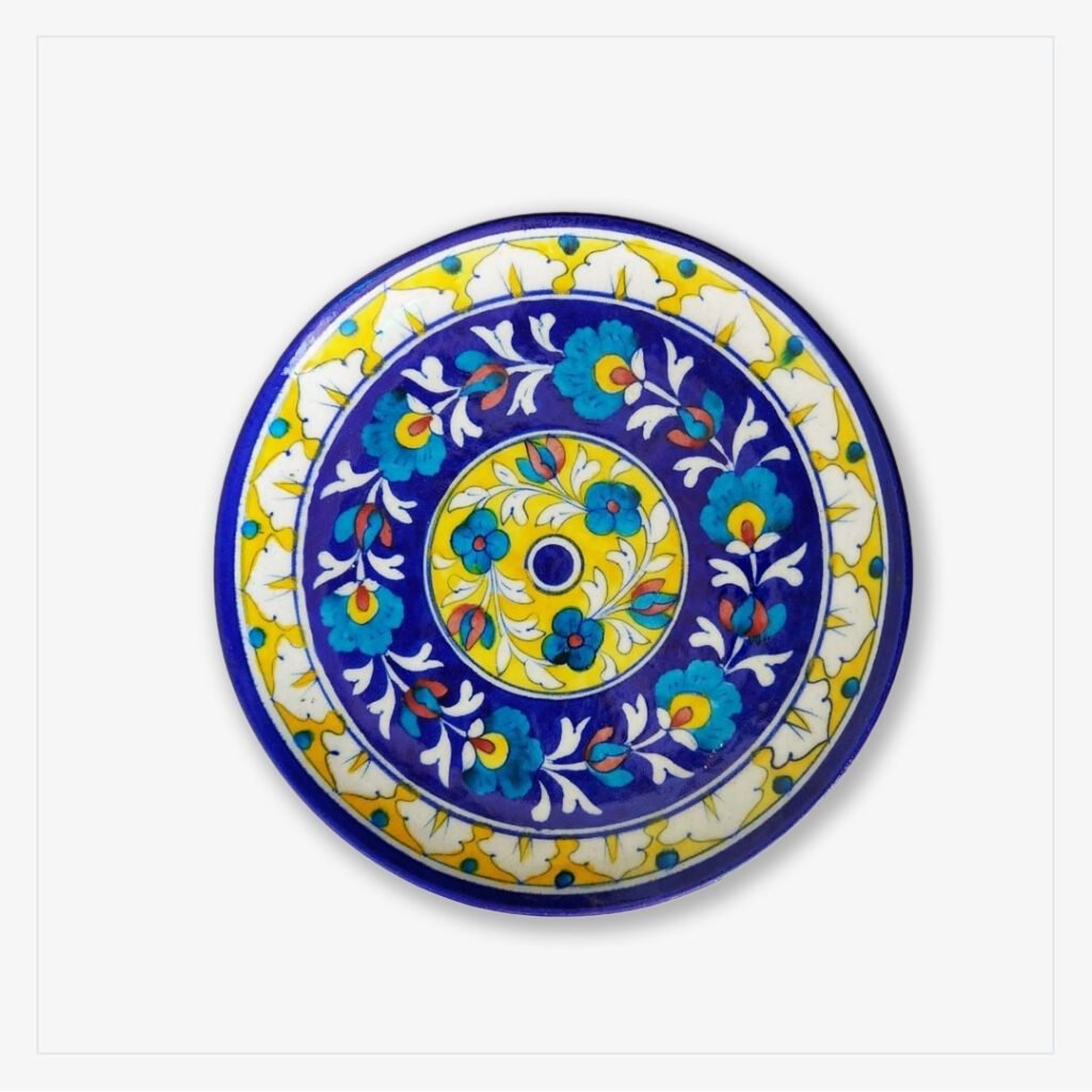 Blue Pottery - Wall Hanging Plate Blue (Multi Color) Flower Painting ...