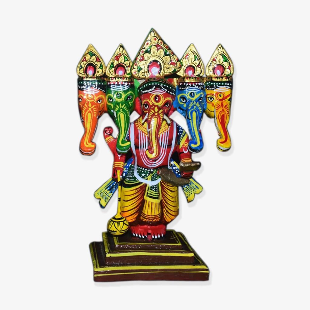 Varanasi Wooden Craft Panch-Mukhi Ganesh ji - Indyhaat