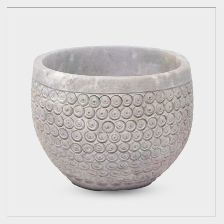 Jalidar white stone Bowl - Indyhaat