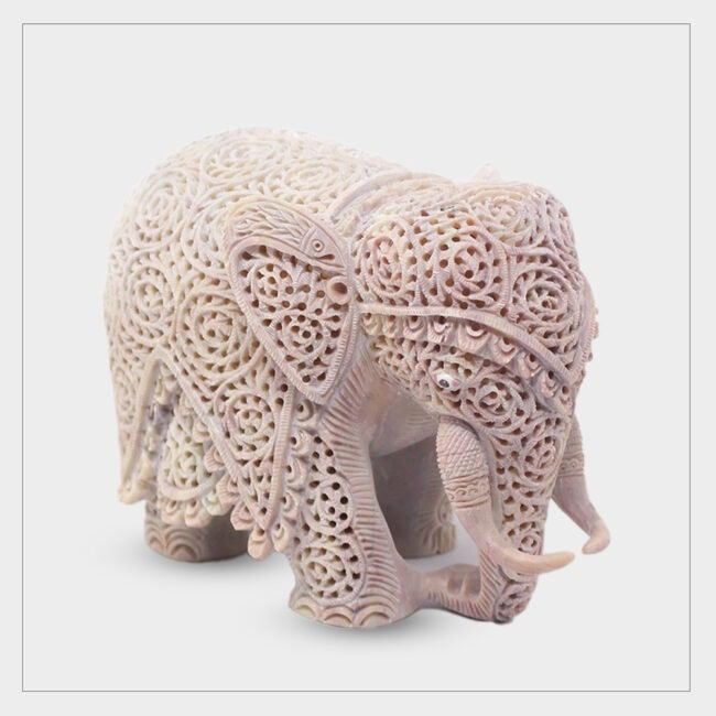 Antique Jalidar Single Stone Elephant - Indyhaat