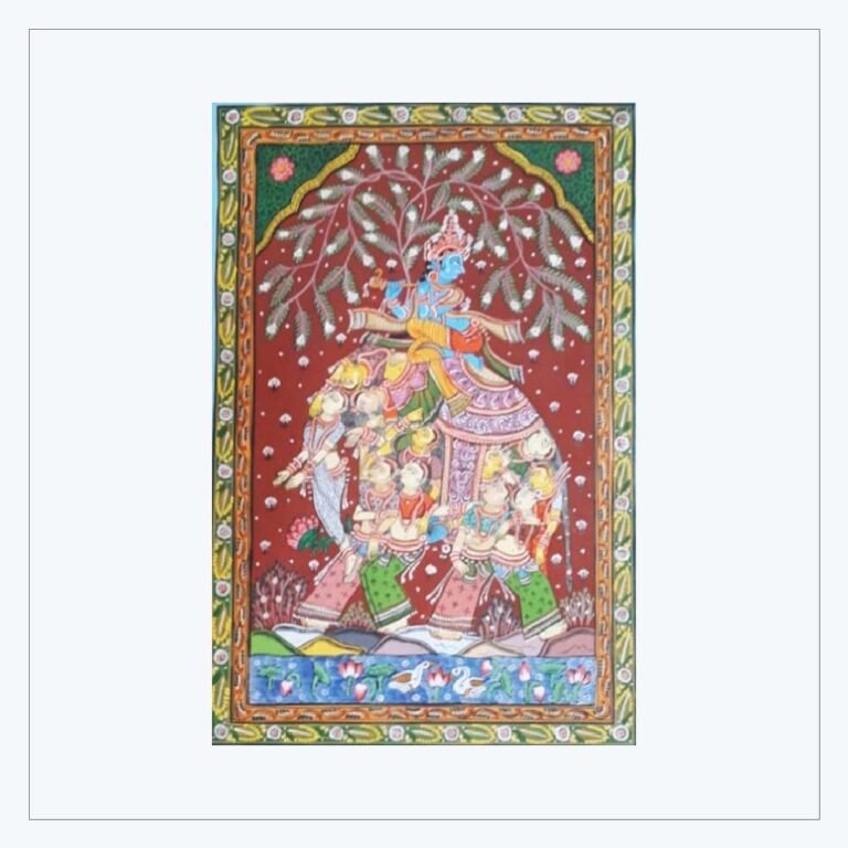 Orissa Pattachitra Krishna with Gaja Painting - Indyhaat