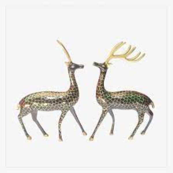 Moradabad Metal Craft Brass Deer Statue Set of 2 - Indyhaat